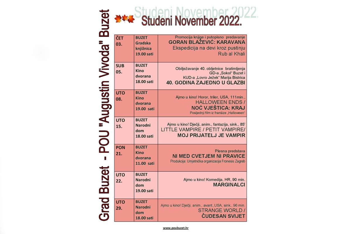 mjesečni program za studeni 2022. - Pučko otvoreno učilište Augustin ...